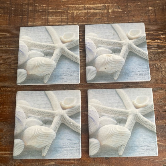 Kitchen | Coastal Starfish And Shells Coasters Set | Poshmark